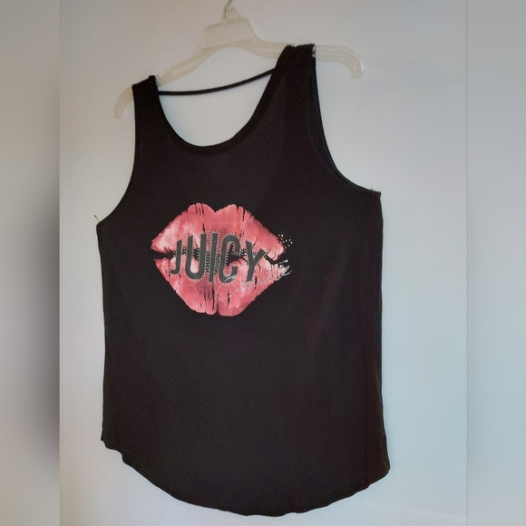 Juicy Couture | Tops | Juicy Couture Womans Black Barback Glitter Lips ...